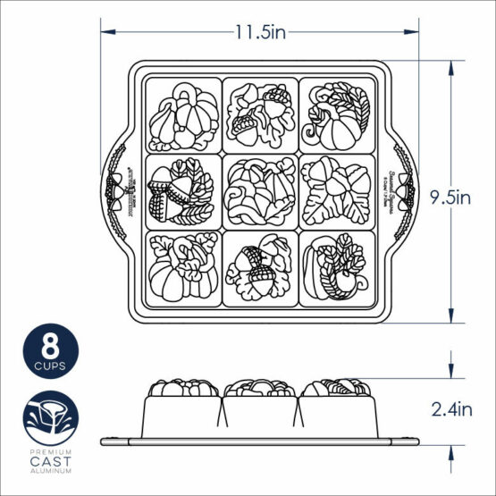Seasonal Squares Pan | Autumn Cake Pan | Fall Bakeware | Nordic Ware