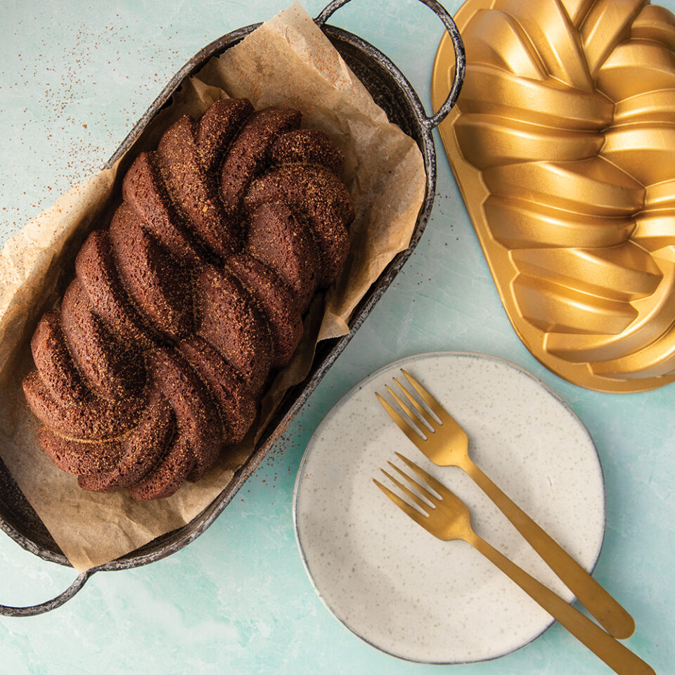 Double Chocolate Sour Cream Loaf Cake with Espresso Glaze - Nordic Ware
