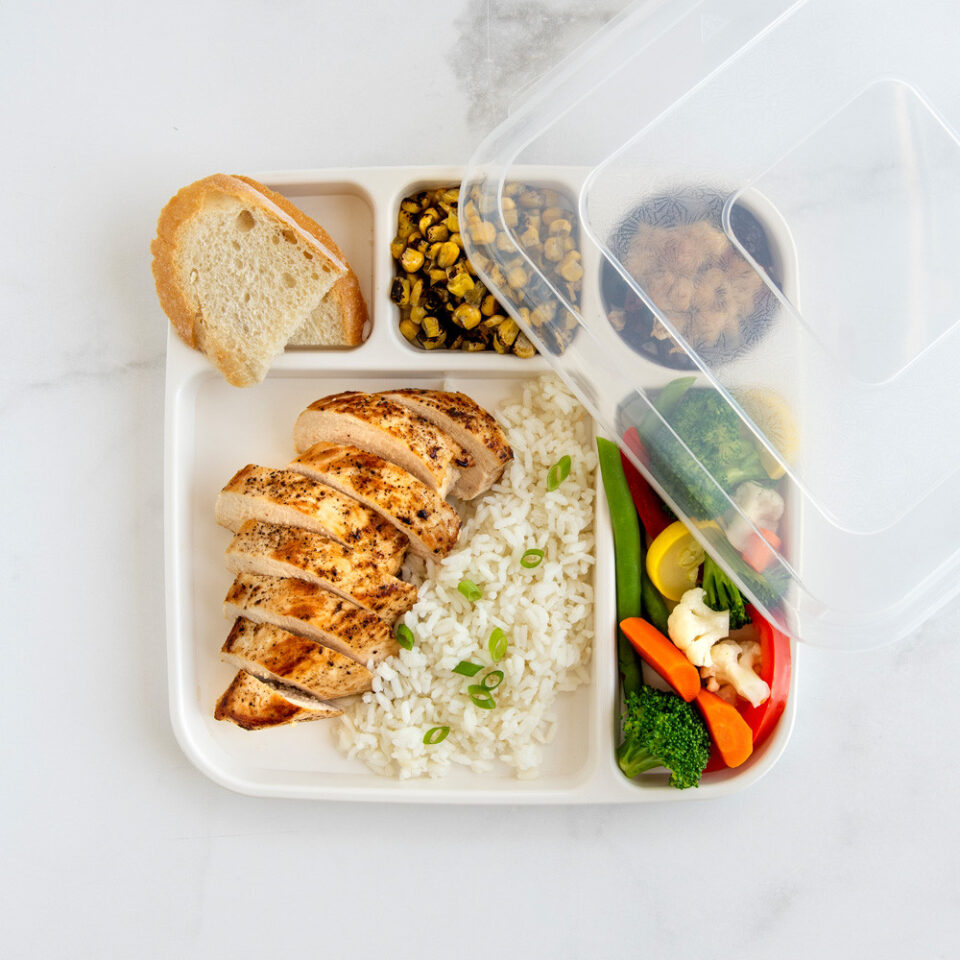 Divided Dinner Tray with Lid | Microwave Dinnerware | Nordic Ware