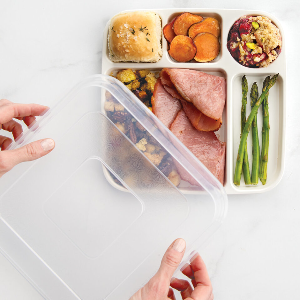 Divided Dinner Tray with Lid | Microwave Dinnerware | Nordic Ware