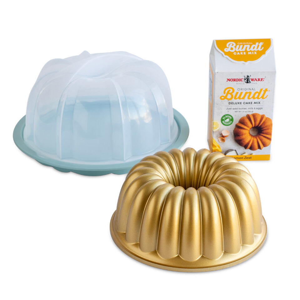 Elegant Party Bundt® Pan, Translucent Bundt Cake and Lemon Cake Mix ...