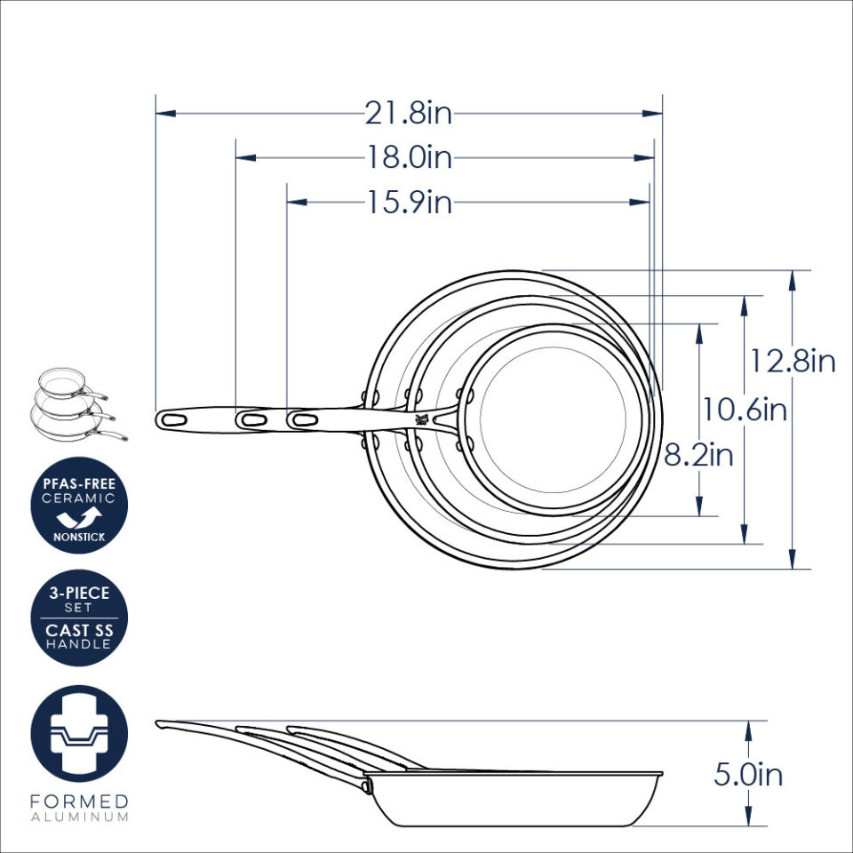 Basalt 3 Piece Frying Pan Set | Ceramic Coated Cookware | Nordic Ware