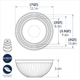 8 Piece Covered Bowl Set, White | Microwave Safe Bowls | Nordic Ware