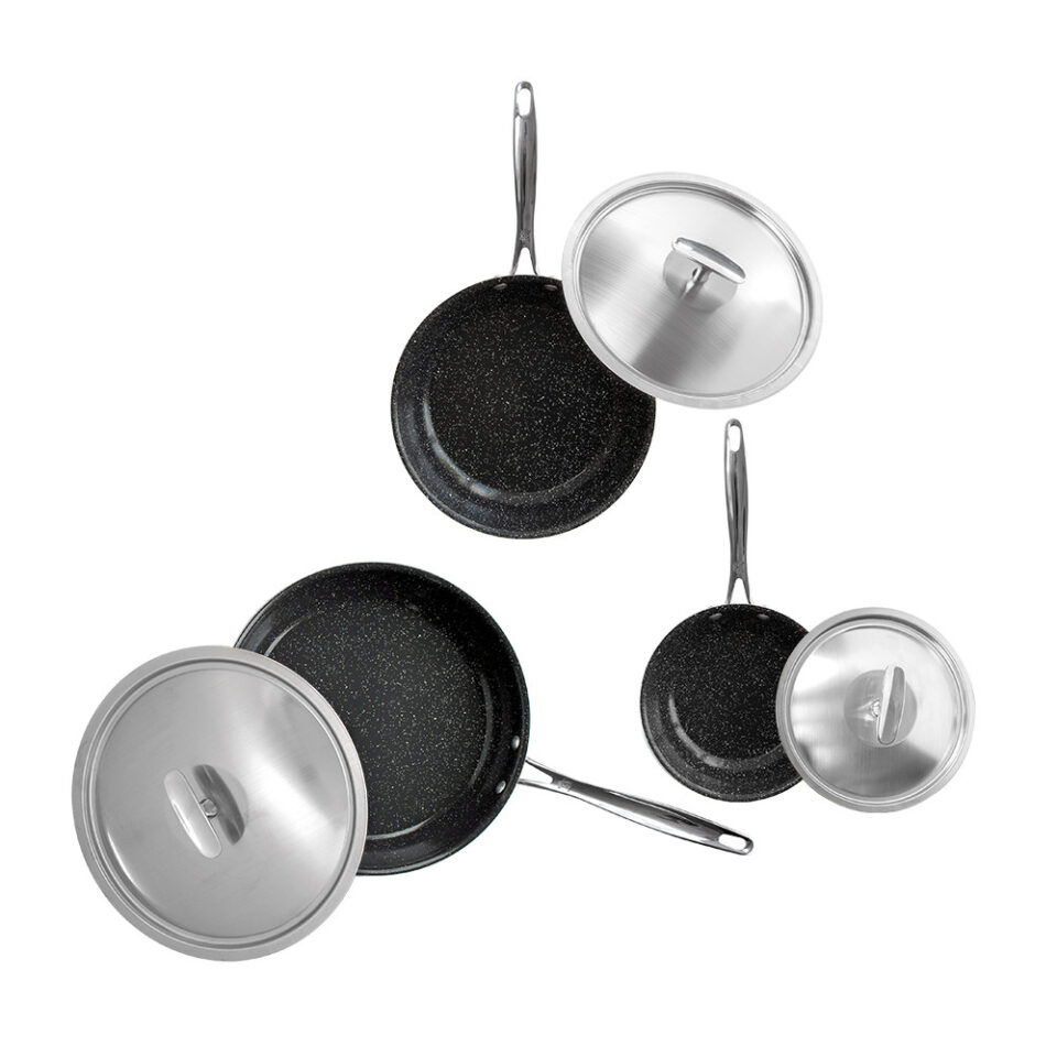 Basalt 6 Piece Sauté Skillet & Lids Set | Ceramic Coated Cookware ...