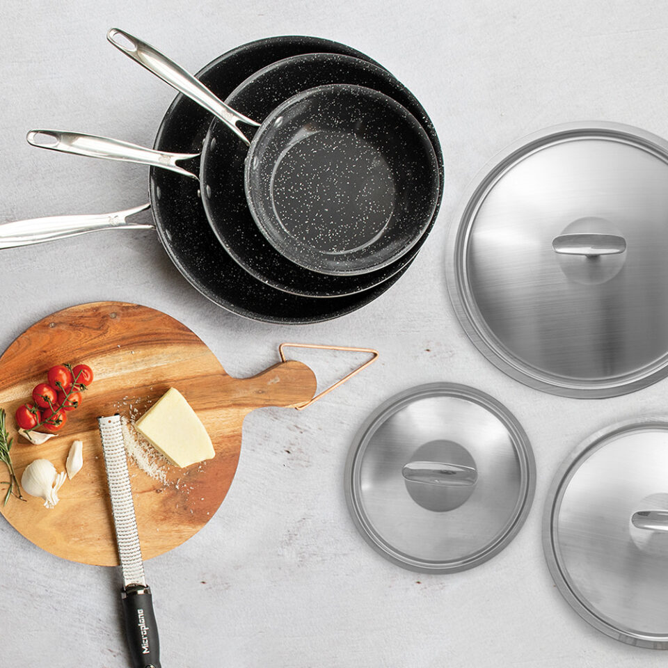 Basalt 6 Piece Sauté Skillet & Lids Set | Ceramic Coated Cookware ...