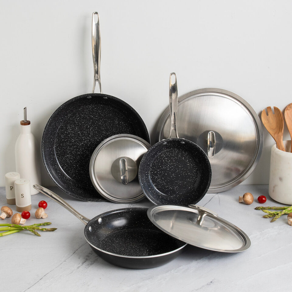 Basalt 6 Piece Sauté Skillet & Lids Set | Ceramic Coated Cookware ...