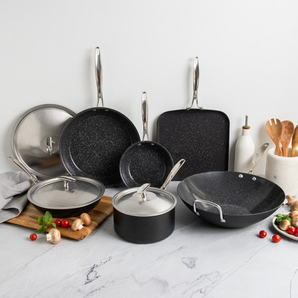 Basalt 9 Piece Complete Cookware Set | Ceramic Coated Cookware | Nordic ...