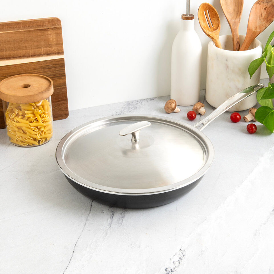 Basalt 2 Piece 12" Sauté Skillet with Lid | Ceramic Coated Cookware ...