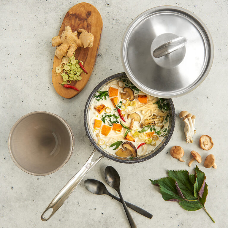 Basalt 3 Piece 8" Sauté Skillet and 3QT Sauce Pan with Lid | Ceramic ...