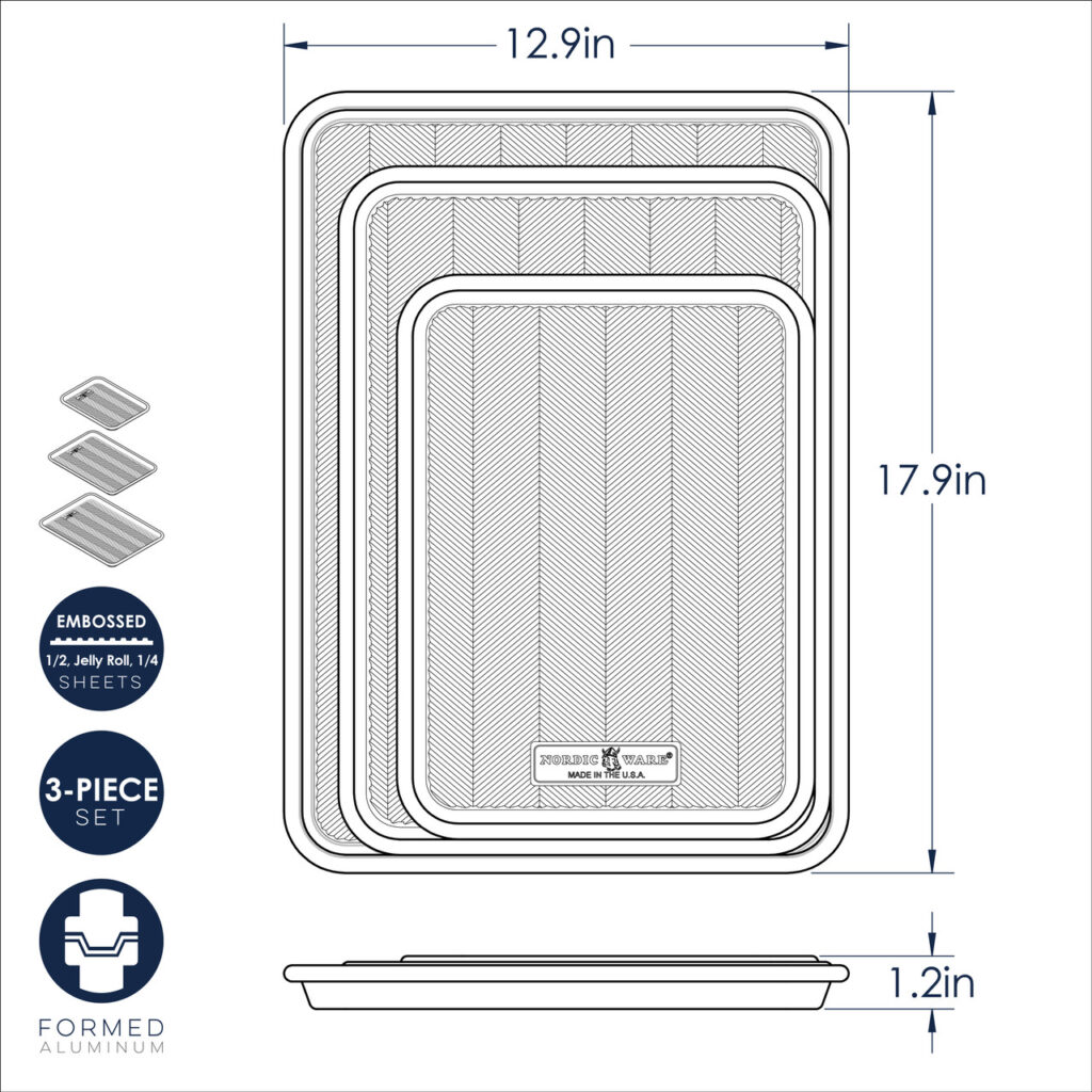 Prism 3 Piece Baking Sheet Set (Half Sheet, Jelly Roll Pan, Quarter ...