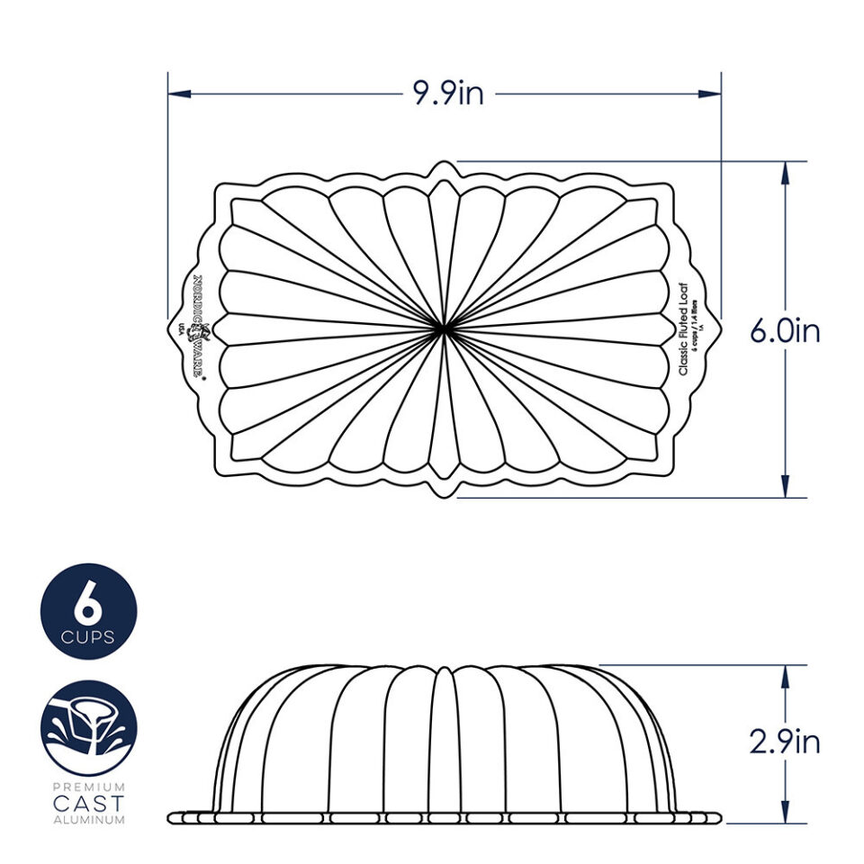 Cast Fluted Loaf Pan with Keeper | Cast Aluminum Bakeware | Nordic Ware