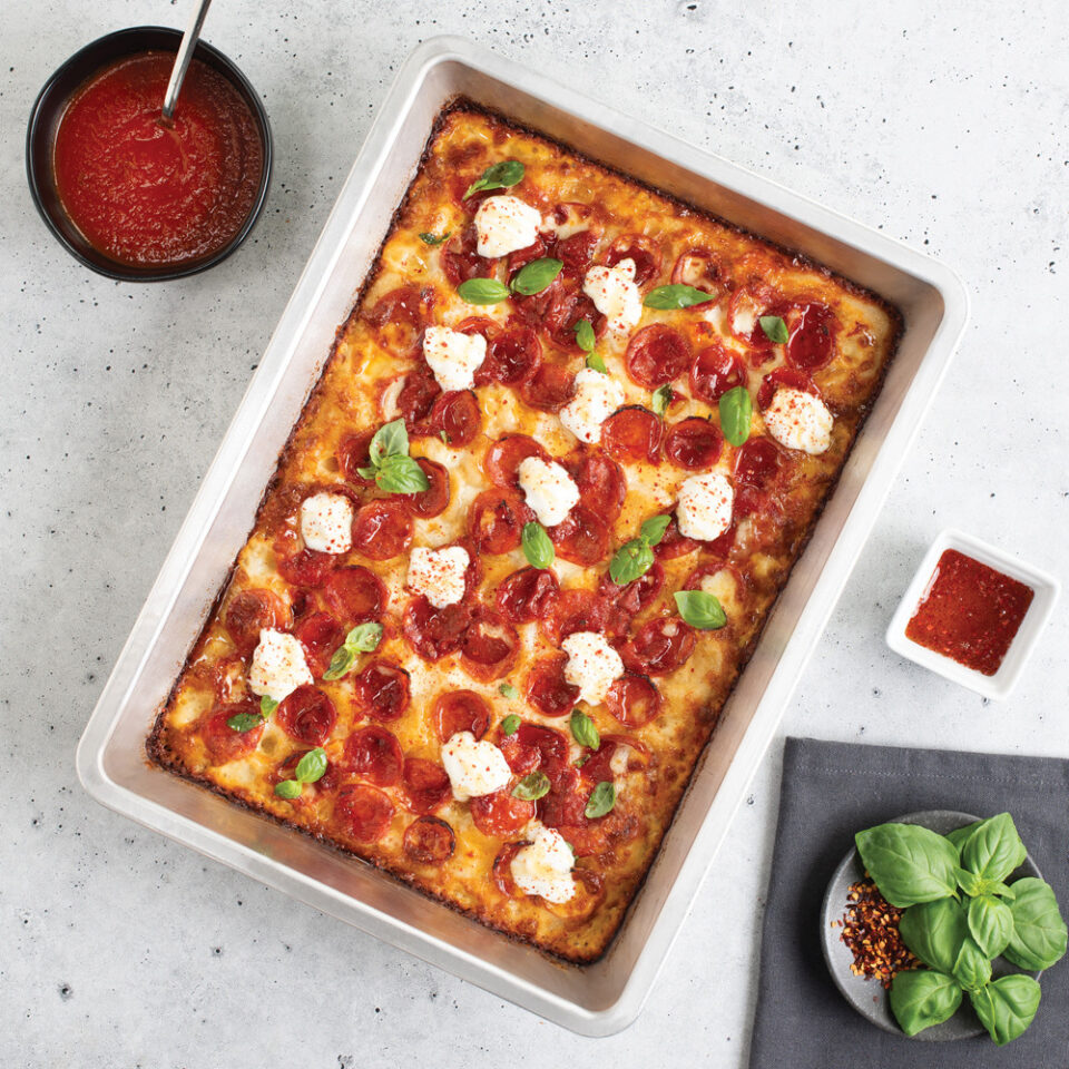 Hot Honey and Ricotta Detroit Style Pizza - Nordic Ware